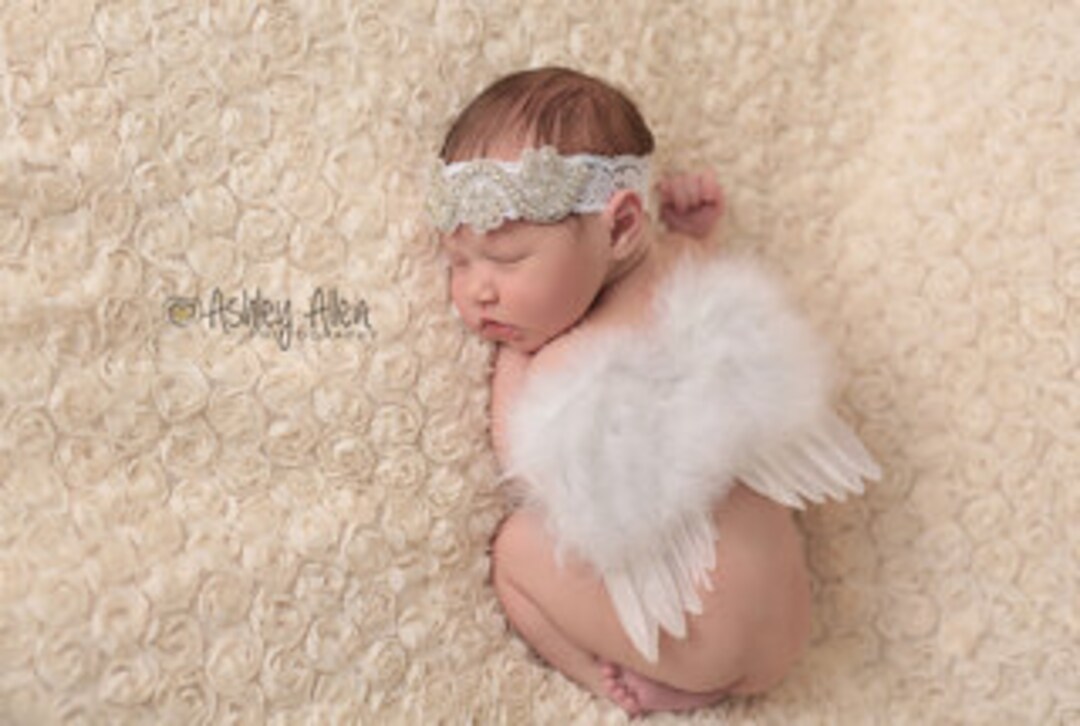 White Baby Wing Set / Baby Angel Wing Set / Rhinestone Headband / Angel ...