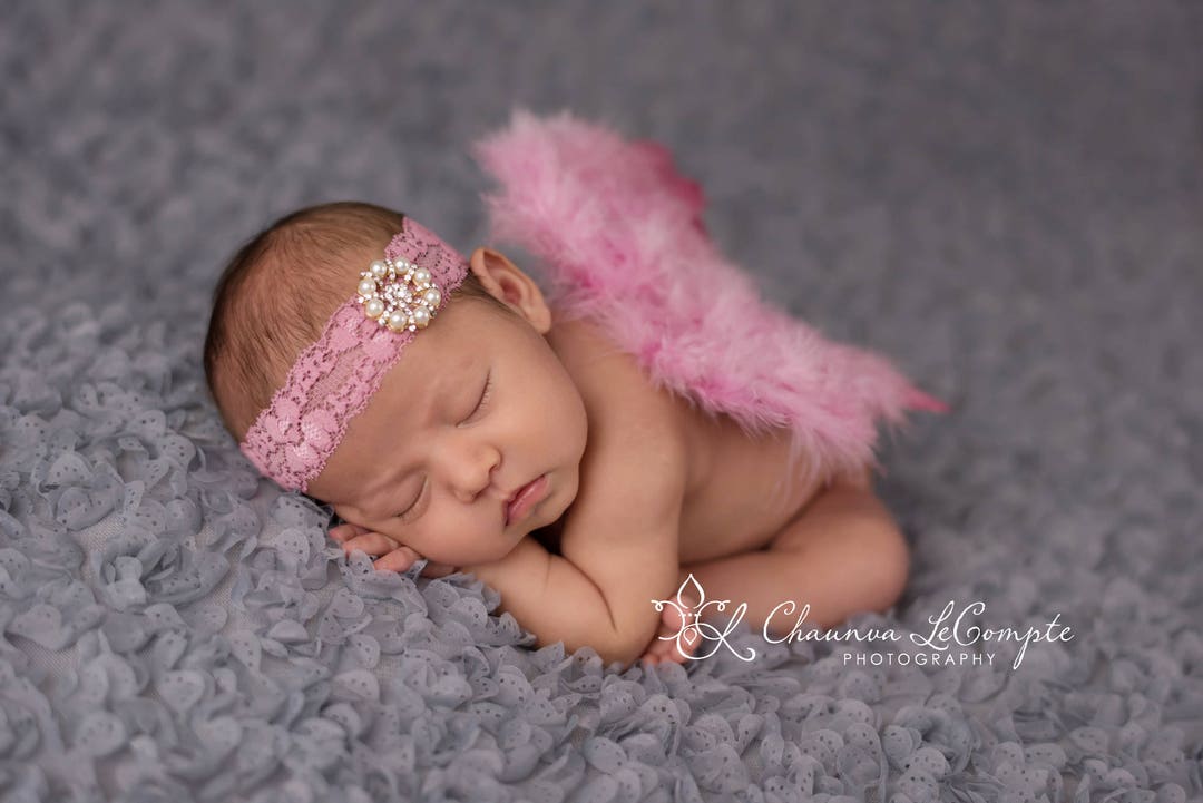 Mauve Baby Wing Set / Baby Angel Wing Set / Rhinestone Headband / Angel ...