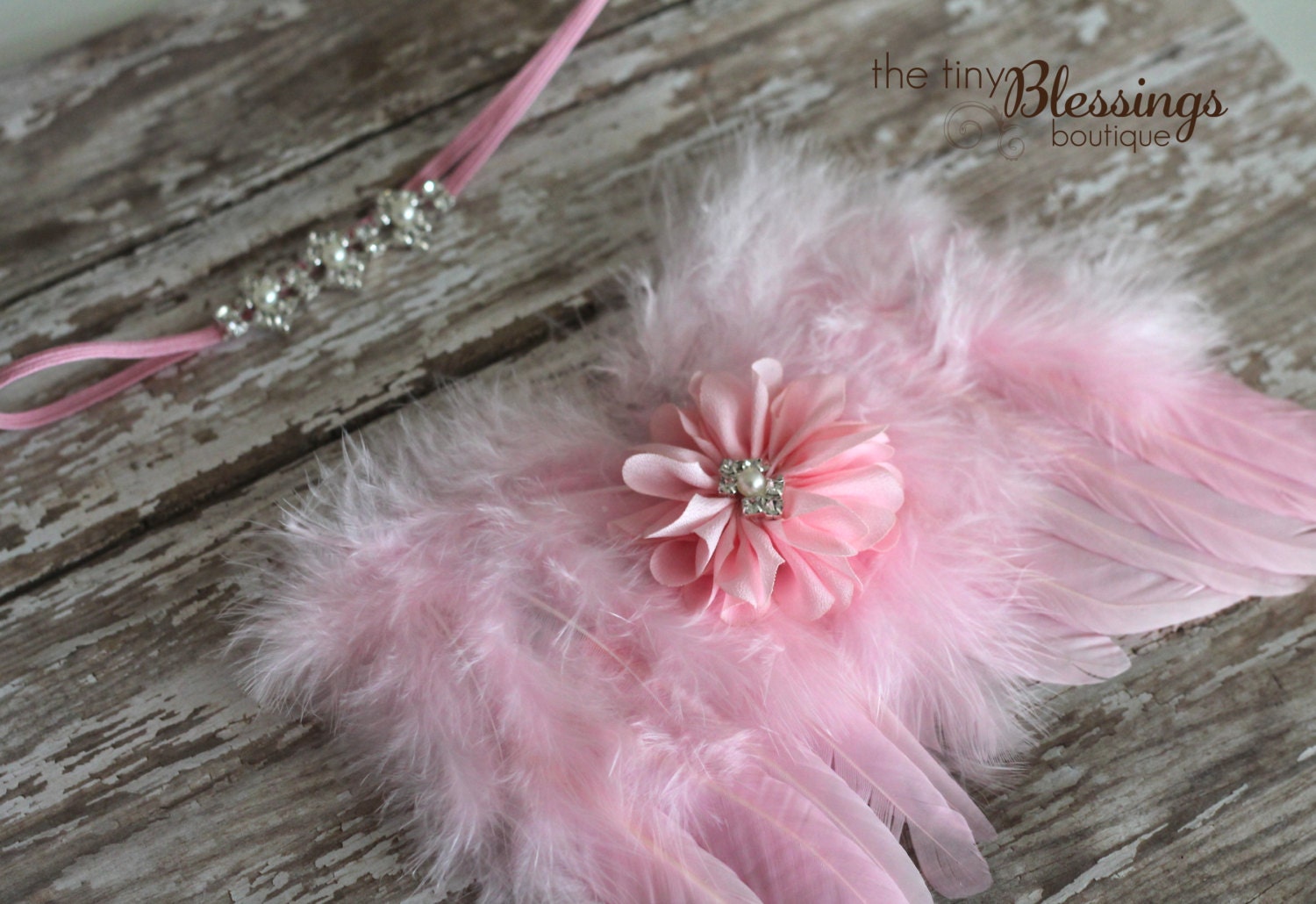 Pink Baby Wing Set / Baby Angel Wing Set / Rhinestone Headband - Etsy