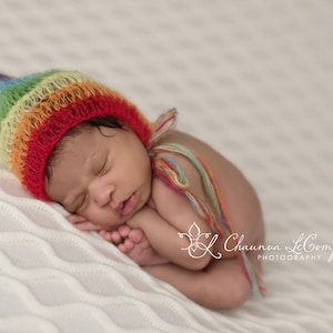 Rainbow Bonnet / Rainbow Baby Prop / Rainbow Baby Newborn Prop / Knit ...