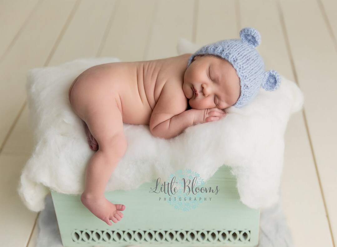 Baby Blue Bonnet / Bear Bonnet / Knit Bonnet / Mohair Bear Bonnet ...