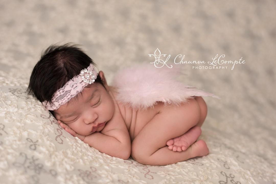 Pink Baby Wing Set / Baby Angel Wing Set / Rhinestone Headband - Etsy