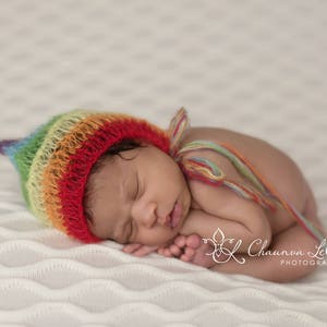 Rainbow Bonnet / Rainbow Baby Prop / Rainbow Baby Newborn Prop / Knit ...