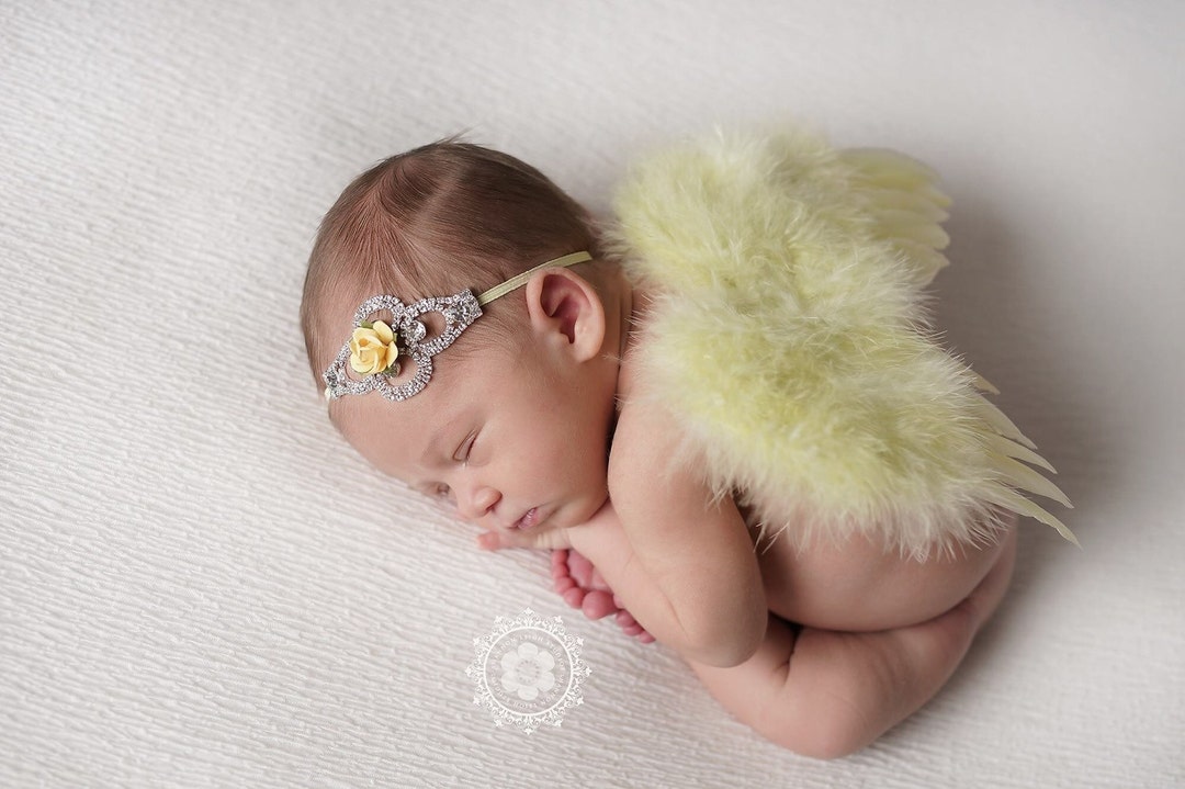 Yellow Baby Wing Set / Baby Angel Wing Set / Rhinestone Headband ...