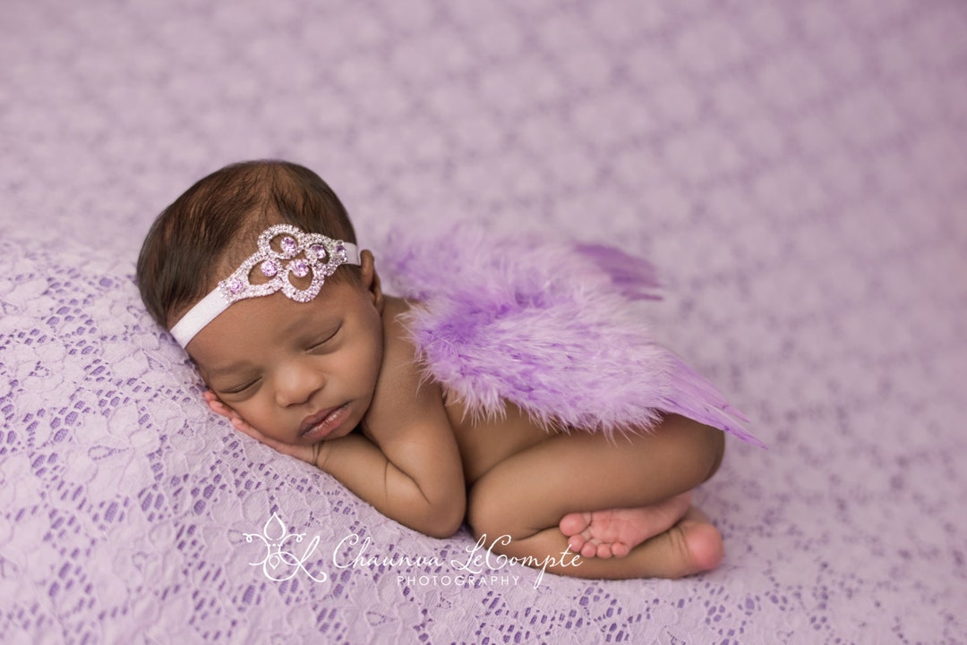 Lavender Baby Wing Set / Baby Angel Wing Set / Rhinestone Headband ...