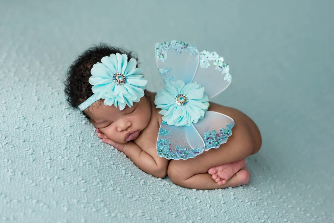 Aqua and Blue Butterfly Wing Set, Newborn Wings, Newborn Wing Prop ...