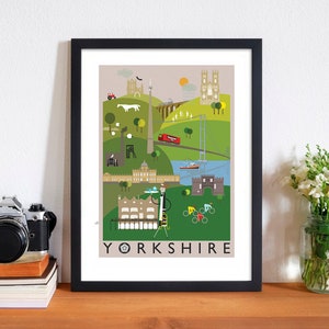 Yorkshire County Illustration Greeting Card Whitby, York, Emley Moor ...