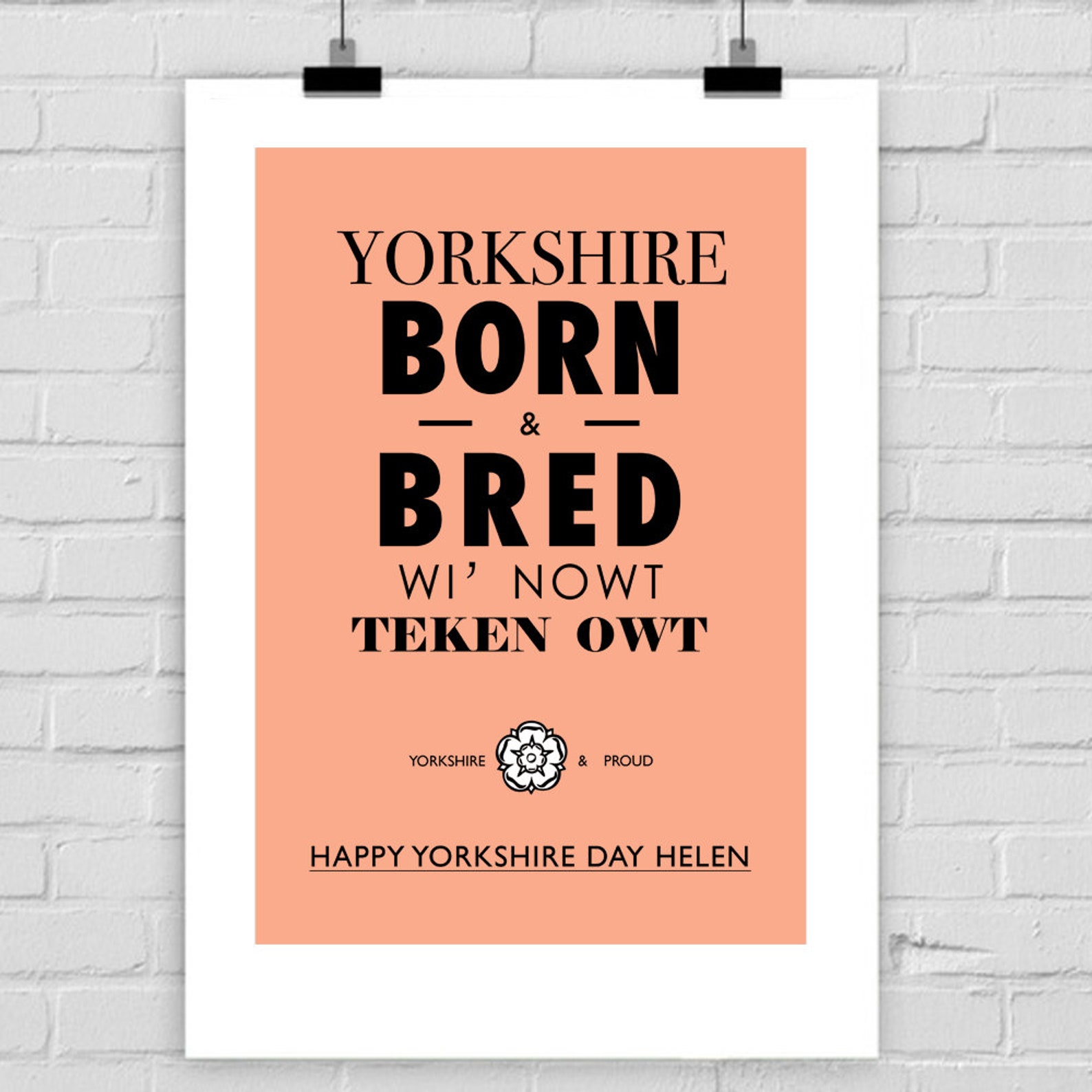 Yorkshire Dialect Art Print: "born and Bred Wi' Nowt Teken Owt" - Etsy