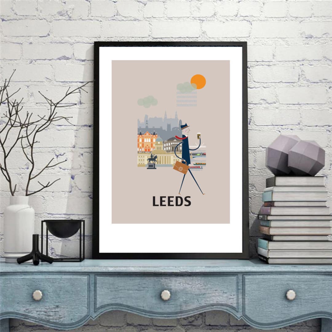 Leeds City Print A4/A3/A2 Poster Wall Art Cityscape Skyline West ...