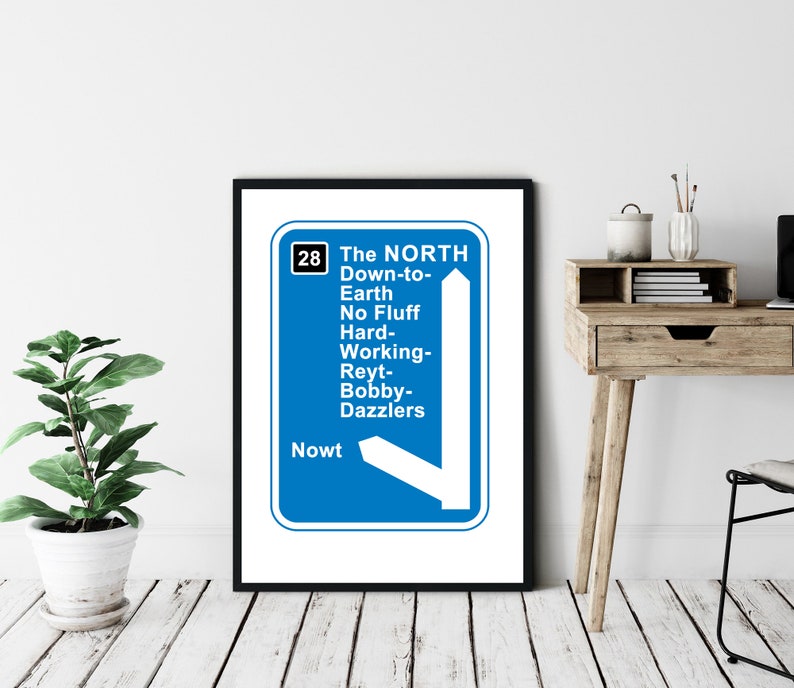 The NORTH Motorway Sign Print A4/A3/A2 M1 Poster Yorkshire - Etsy