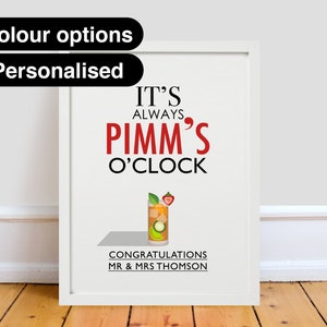 Personalised It's Always Pimm's O'clock Print Typographic Inspired Wall ...