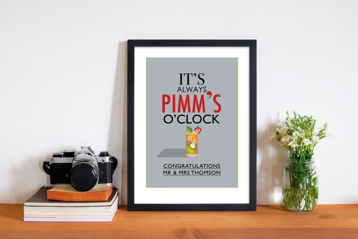 Personalised It's Always Pimm's O'clock Print Typographic Inspired Wall ...
