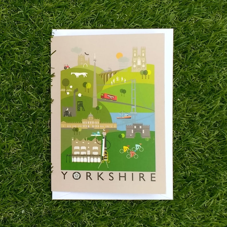 Yorkshire County Illustration Greeting Card Whitby York - Etsy