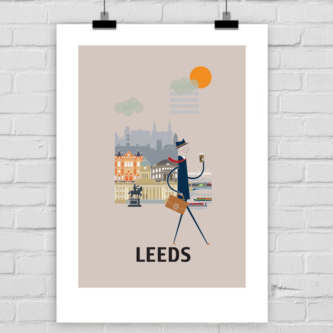 Leeds City Print A4/A3/A2 Poster Wall Art Cityscape Skyline - Etsy