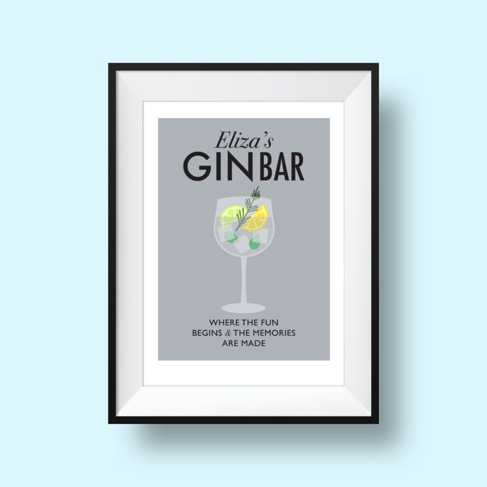 Personalised Gin Print A4/A3/A2 Wedding Birthday Gin Gift Gin Poster ...