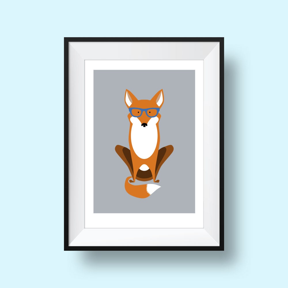 Foxy Geek Intelligent Fox Print A4/A3/A2 Poster Wall Digital | Etsy