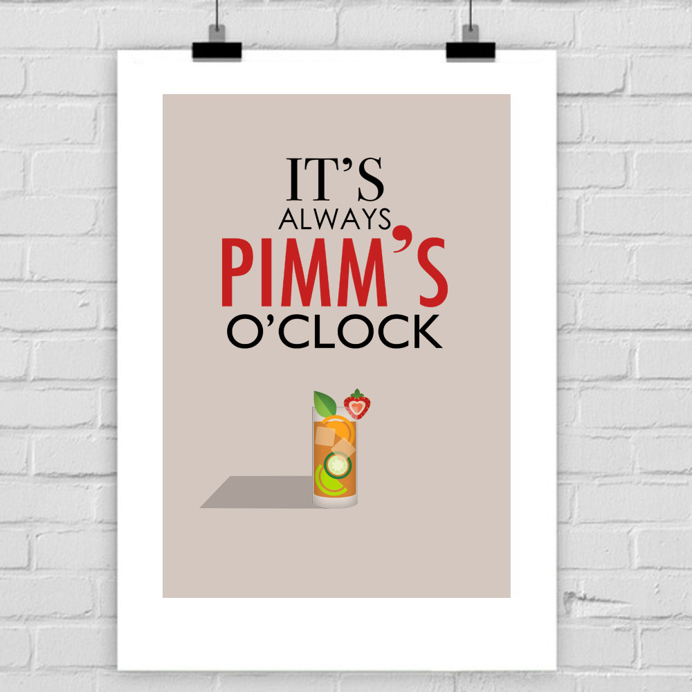 Personalised It's Always Pimm's O'clock Print Typographic Inspired Wall ...
