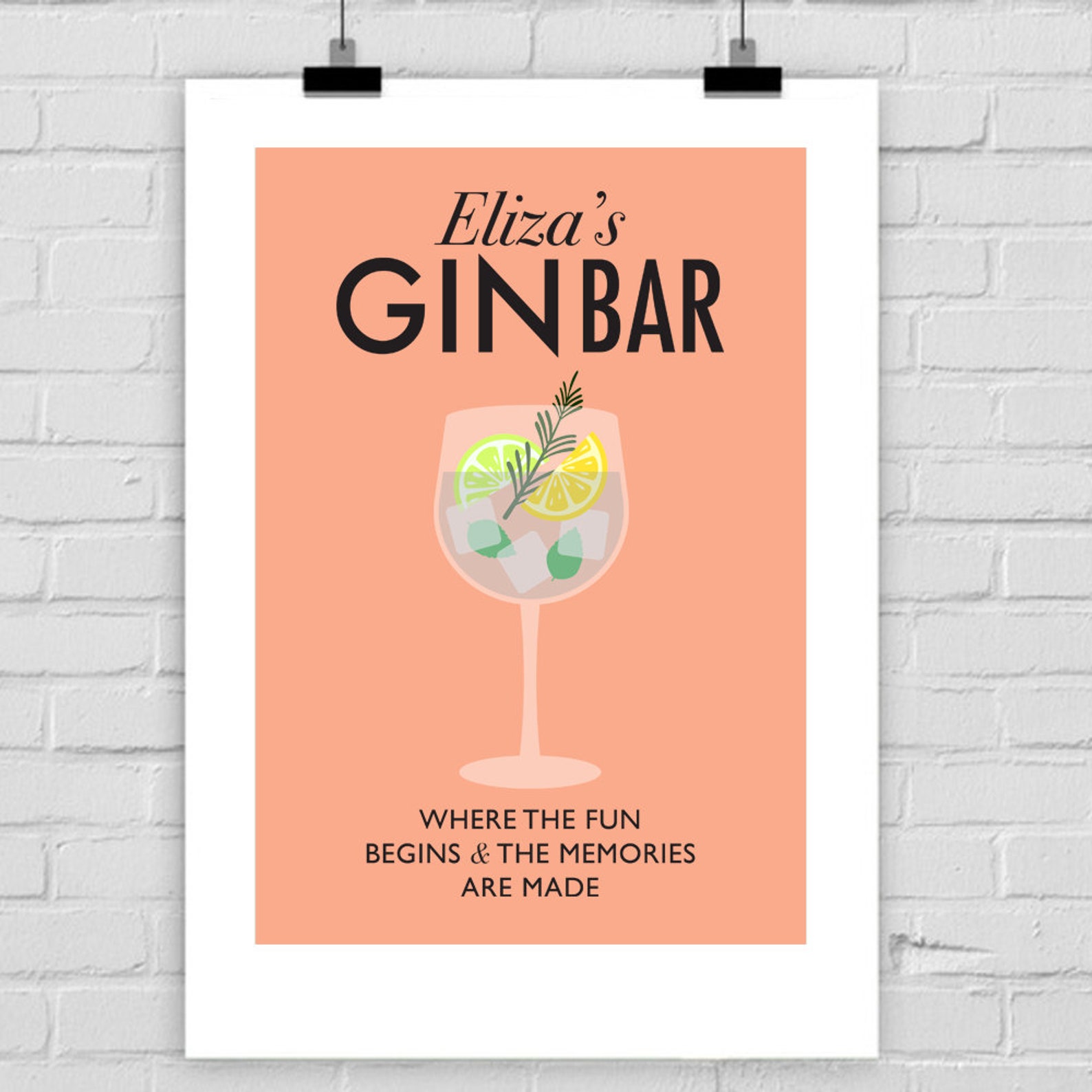 Personalised Gin Print A4/A3/A2 Wedding Birthday Gin Gift Gin Poster ...