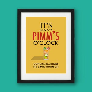 Personalised It's Always Pimm's O'clock Print Typographic Inspired Wall ...