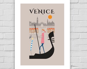 Venice Poster Rialto Bridge Italy Art Print Skyline