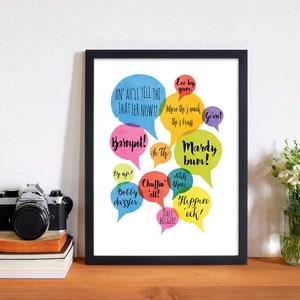Yorkshire Sayings Speech Bubble Print A4/A3/A2 Poster, Yorkshire ...
