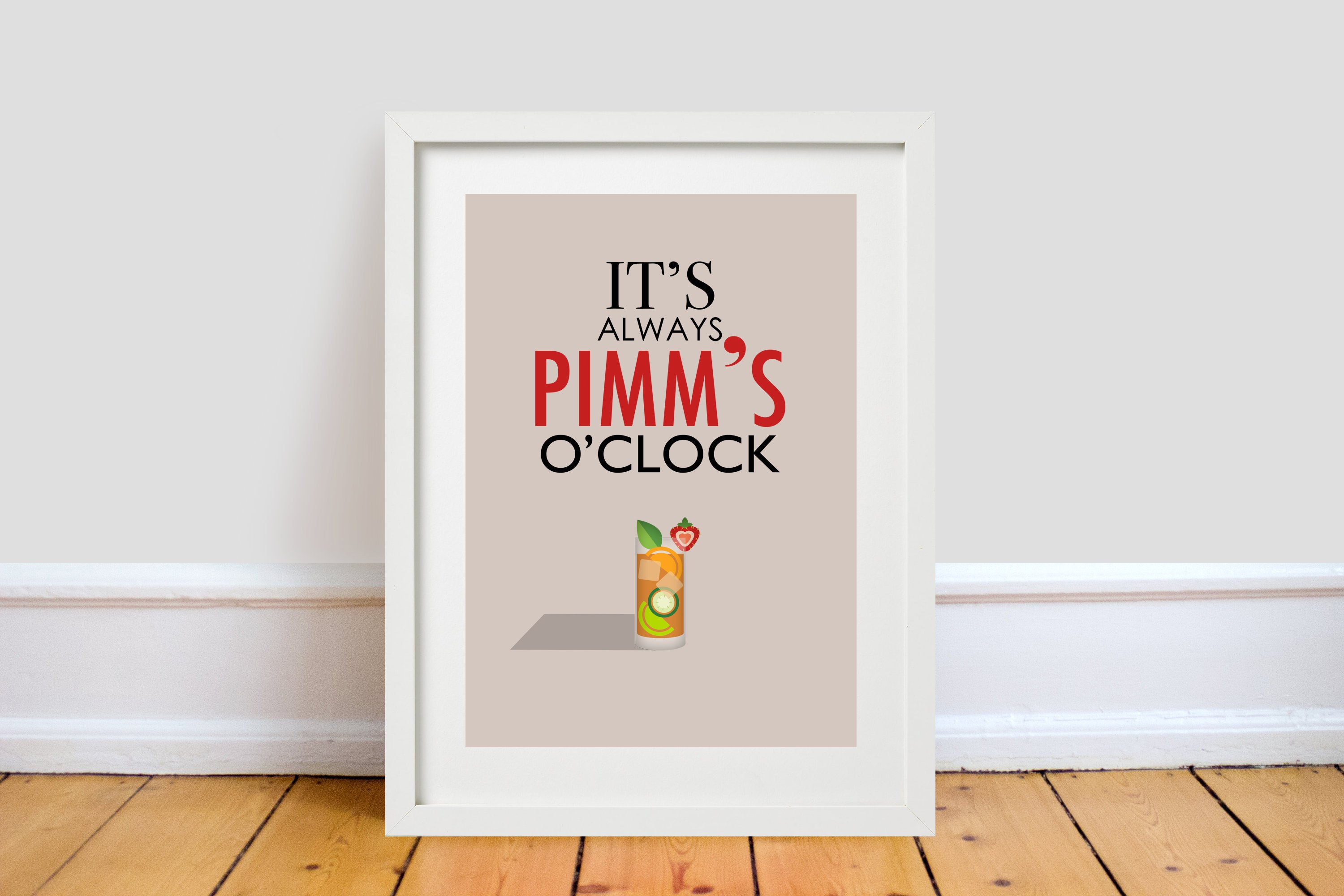 Personalised It's Always Pimm's O'clock Print Typographic Inspired Wall ...