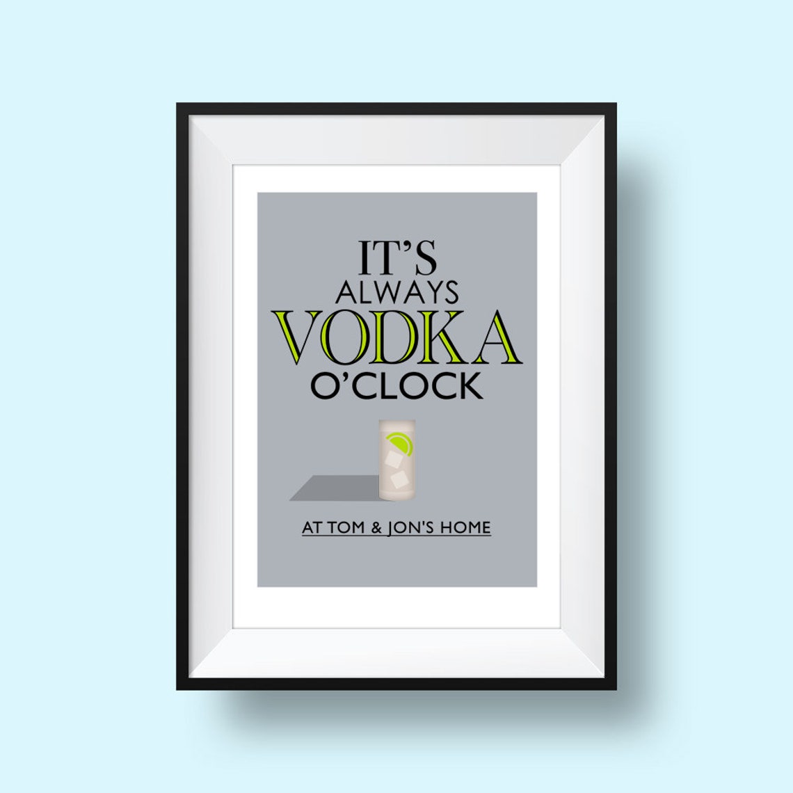 Personalised It's Always Vodka O'clock Print | Etsy