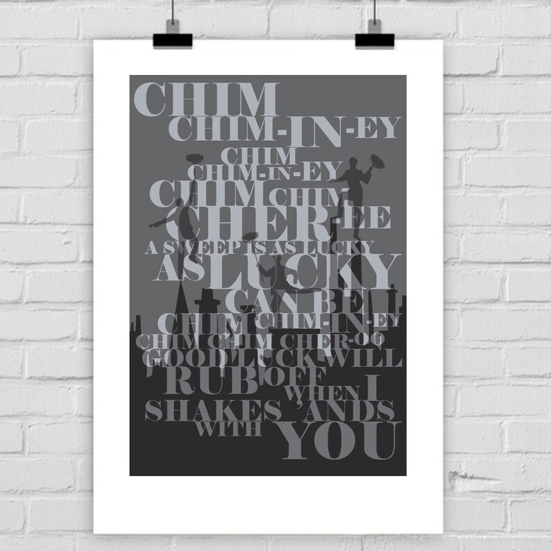 Chim Chimney Chim Chim Cher-ee Mary Poppins Movie Quote A4-A2 - Etsy