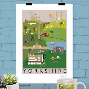Yorkshire County Illustration Greeting Card Whitby York - Etsy