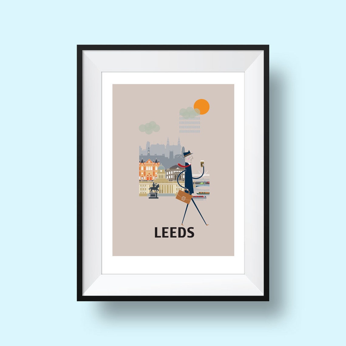 Leeds City Print A4/A3/A2 Poster Wall Art Cityscape Skyline - Etsy