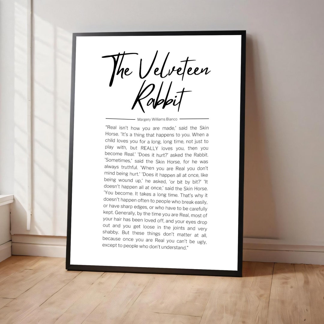 The Velveteen Rabbit Quote Printable Wall Art Margery Williams Bianco ...