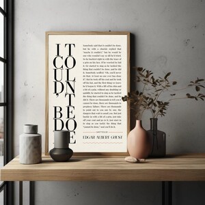 It Couldn't Be Done Poem Art Print by Edgar Albert Guest, Inspirational ...