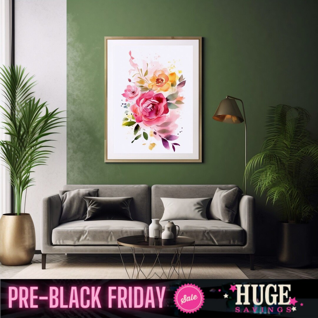 Printable Watercolor Flowers Wall Art Original Floral - Etsy