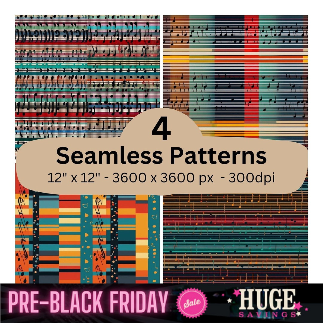 Musical Notes Seamless Design Patterns Set of 2 12x12 - Etsy
