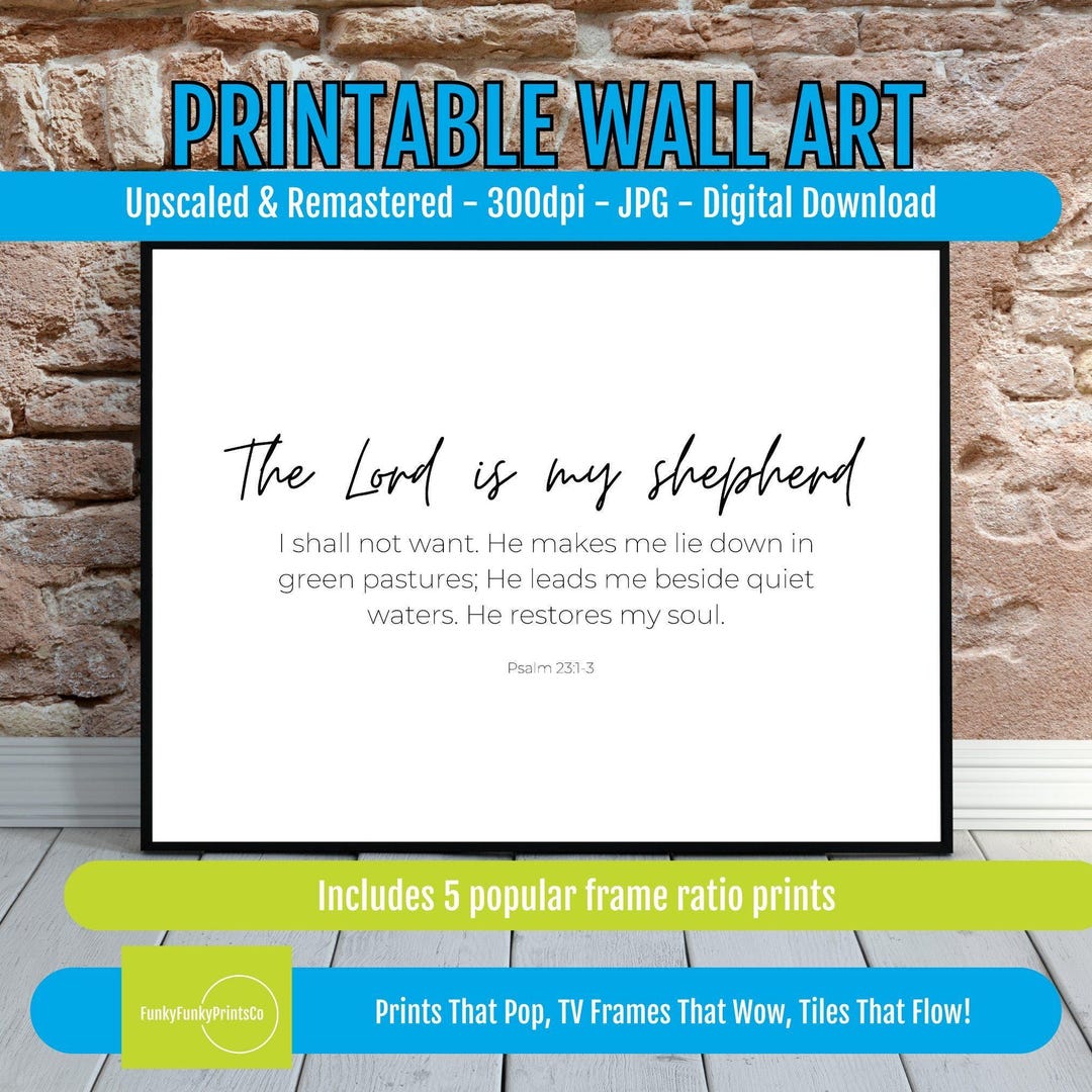 Psalm 23 Wall Art Christian Decor | Lord is My Shepherd Inspirational ...
