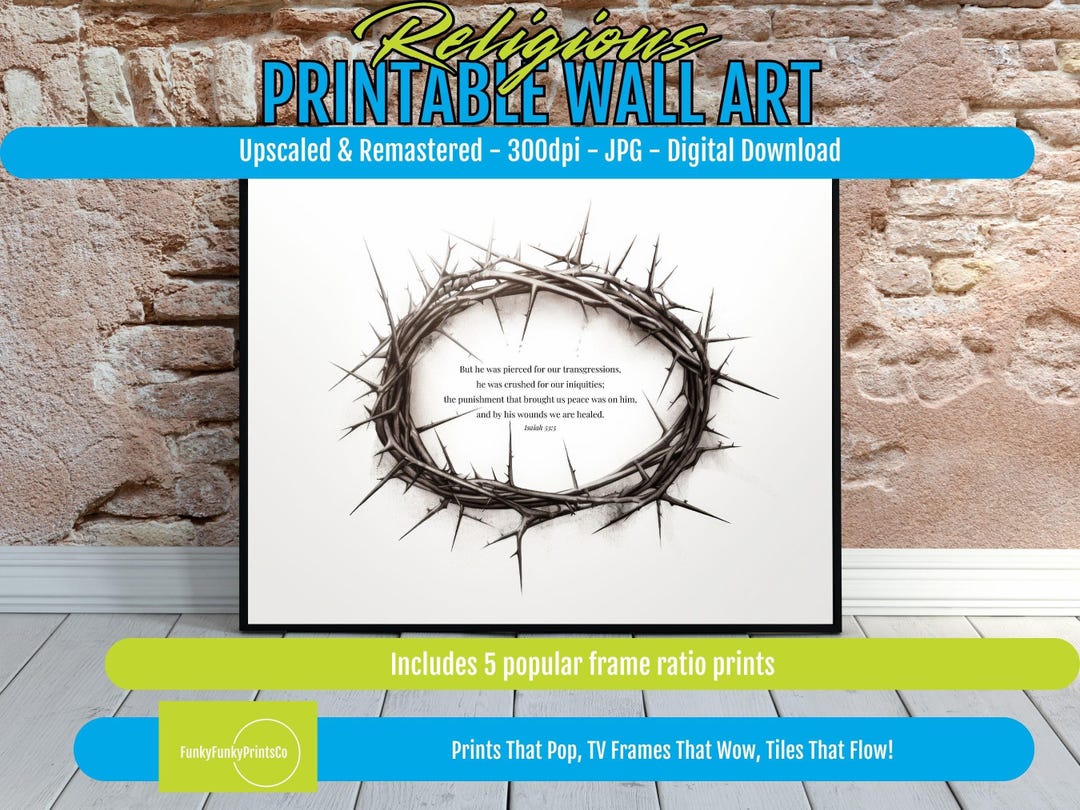 Isaiah 53 Scripture Printable Wall Art, Crown of Thorns Christian Decor ...
