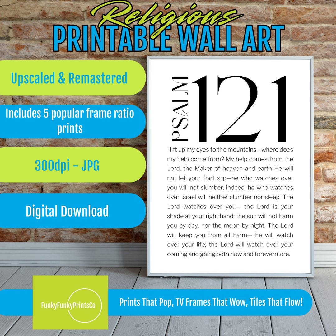 Bible Verse Print Psalm 121 Printable Wall Art, Christian Decor ...