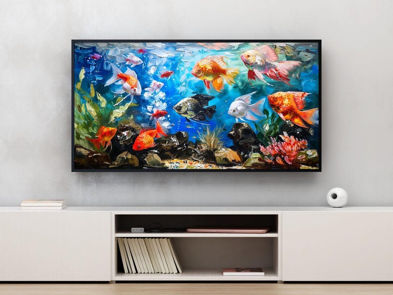 Underwater Aquarium Art for Samsung Frame TV - Vibrant Fish Painting ...