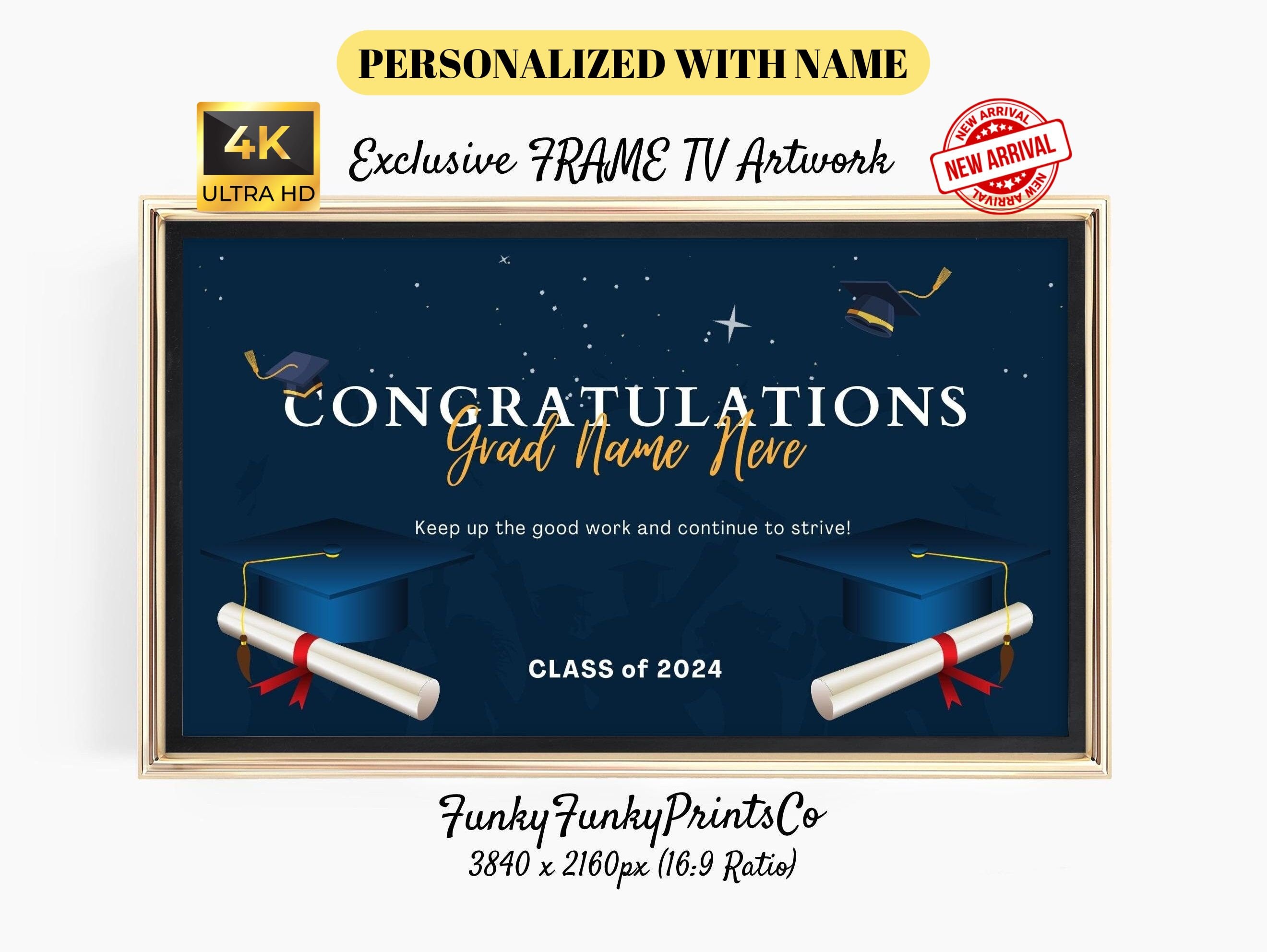 Personalized Graduation 4K Frame TV Art Class of 2024 Samsung Download ...