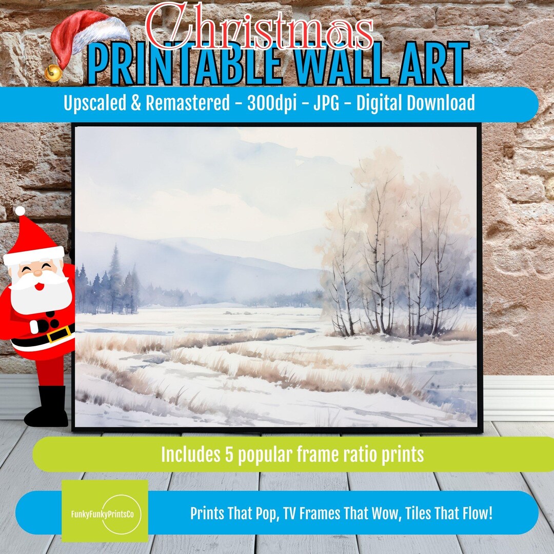 Winter Landscape Art Print Cozy Winter Decor, Snowy Scene Digital ...