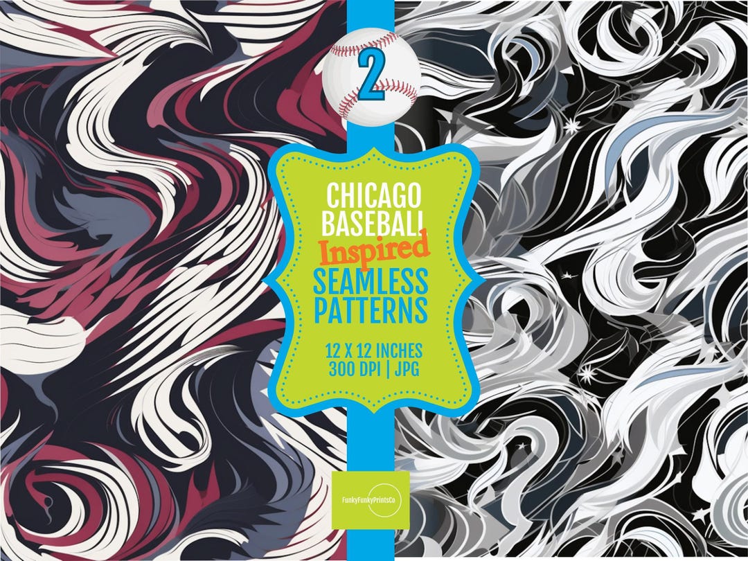 Chicago Baseball Seamless Pattern: Windy City Digital Paper (12x12 Jpgs ...