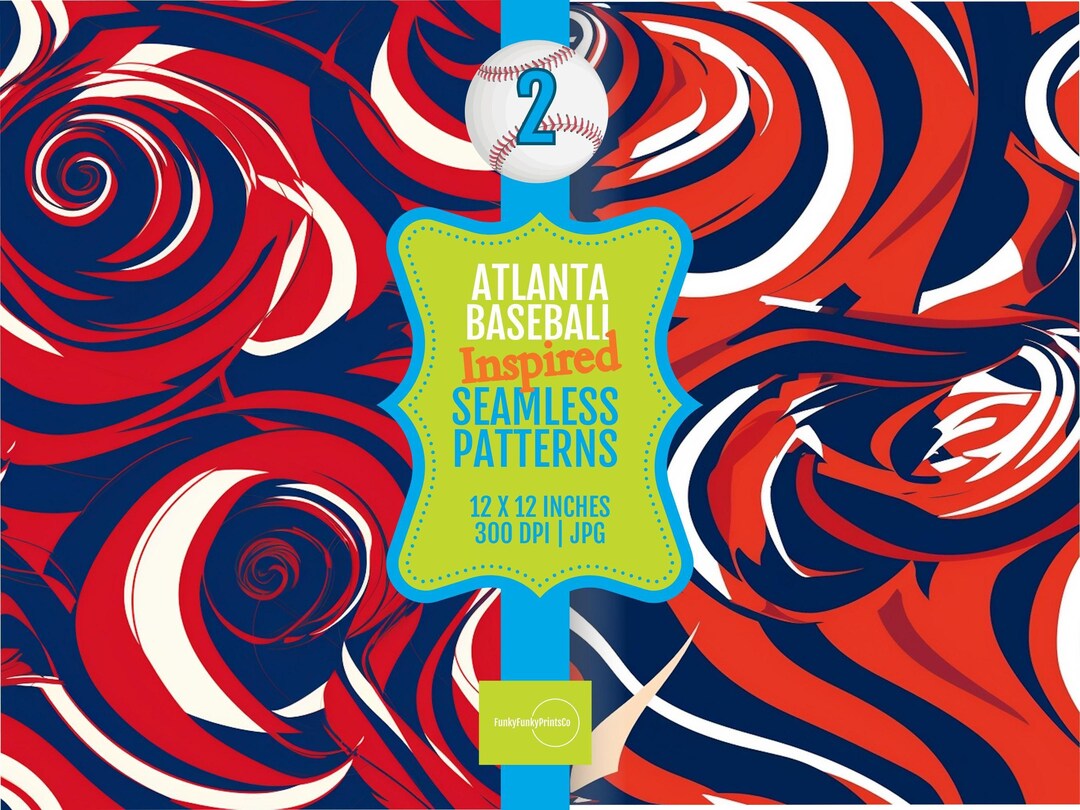 Atlanta Baseball Digital Paper Set – Red & Navy Team Colors 12x12 ...