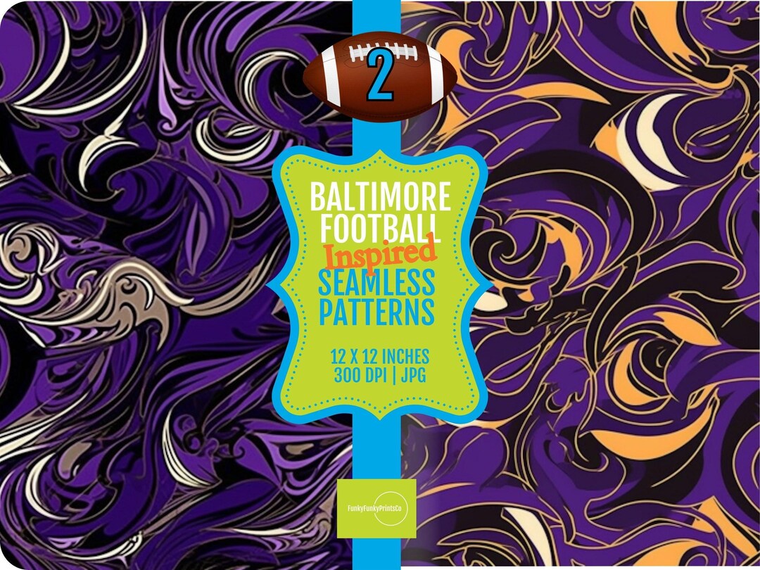 Baltimore Football Digital Paper – 12x12 Team Colors Seamless Pattern ...
