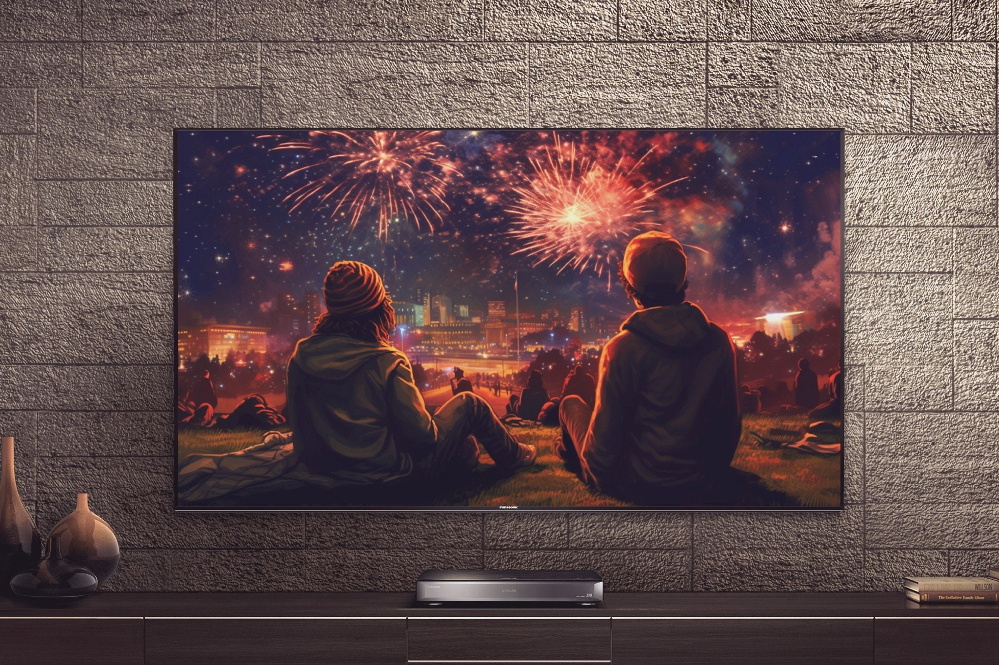 Frame TV Art Fireworks Overlays Celebration Fireworks, 4K HD 16x9, Real ...
