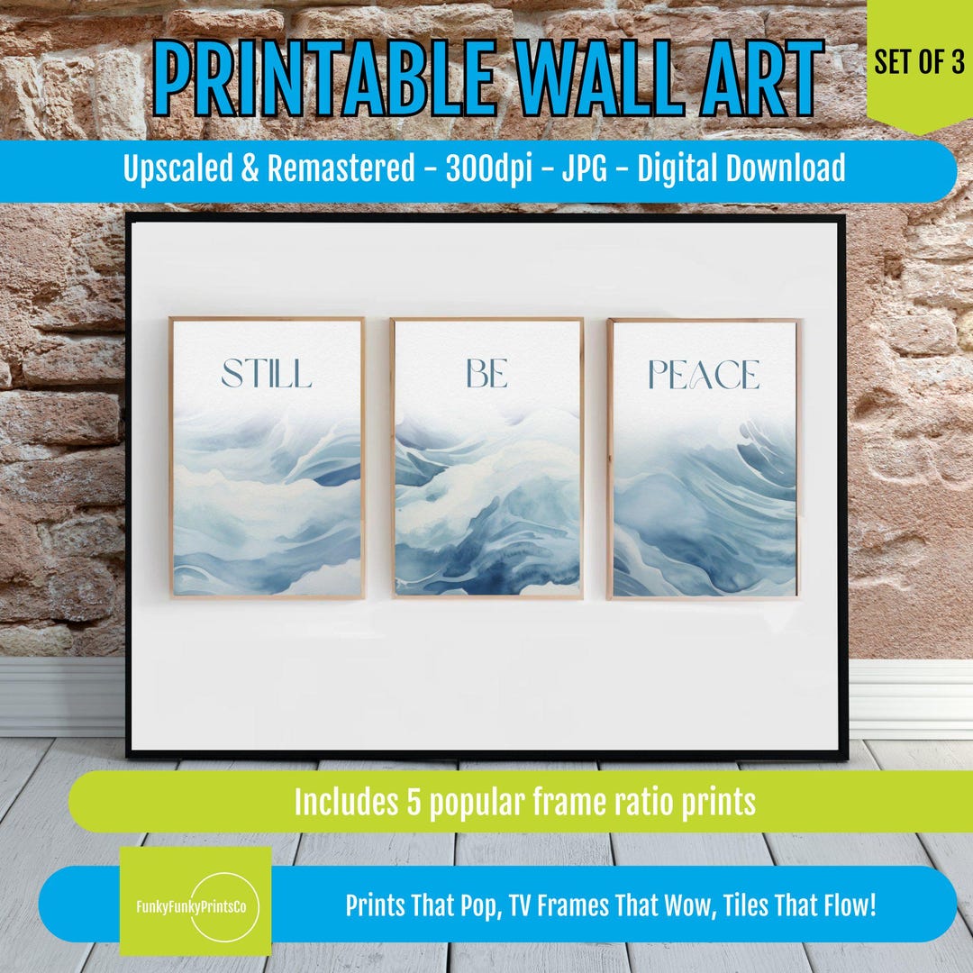 Peace Be Still Christian Printable Wall Art, Set of 3 Inspirational ...