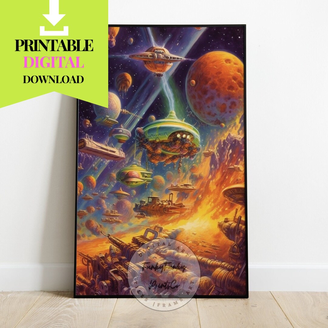 Galactic Decor: Star Wars Space Battle Printable Wall Art Sci-fi Wall ...