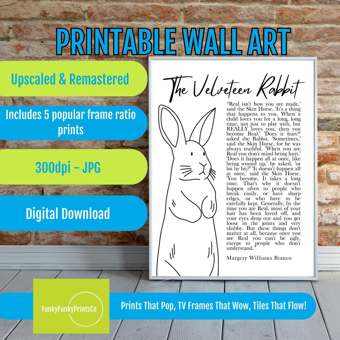 Velveteen Rabbit Poem Wall Art, Whimsical Nursery Decor, Printable ...