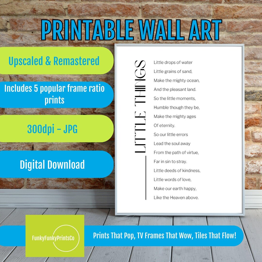 Little Things Poem Printable Wall Art, Motivational Digital Download ...