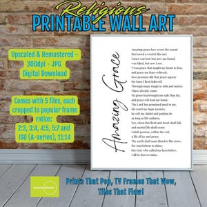 Amazing Grace Printable Wall Art, Christian Wall Decor, Inspirational ...