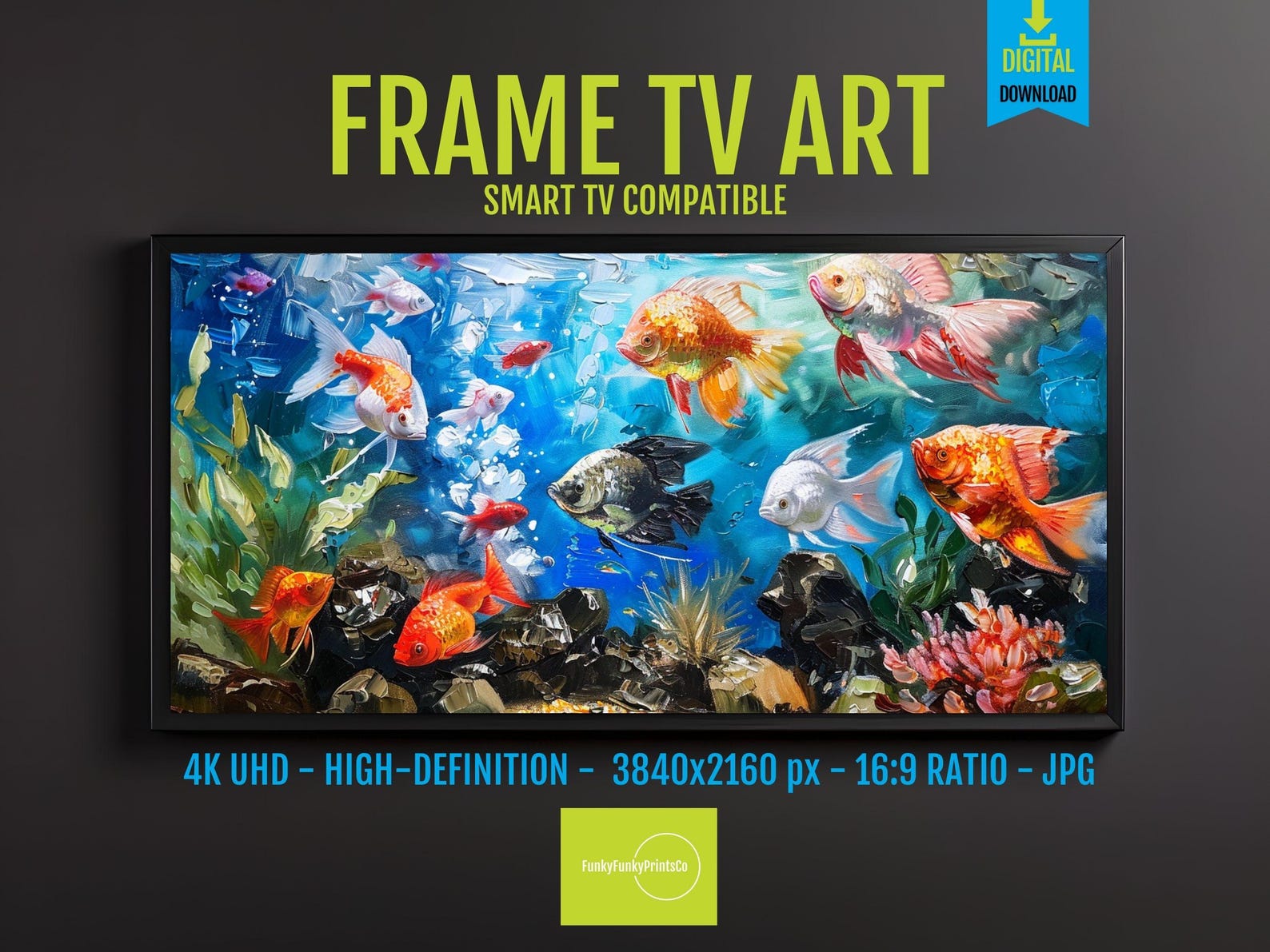 Underwater Aquarium Art for Samsung Frame TV - Vibrant Fish Painting ...